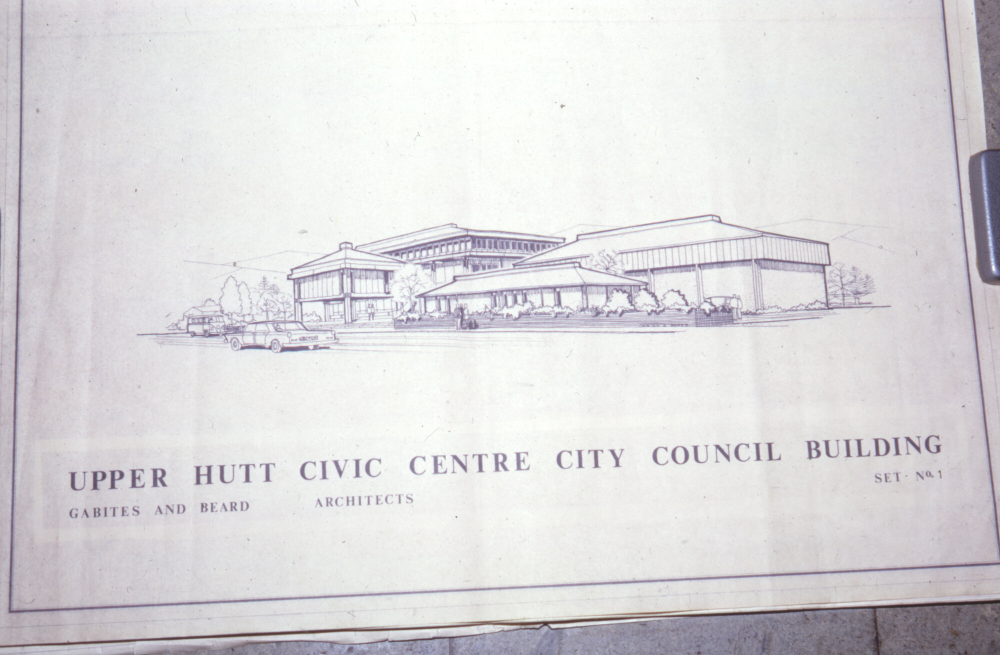 Civic Centre design 5, April 1968; architect's drawing; council chamber ...