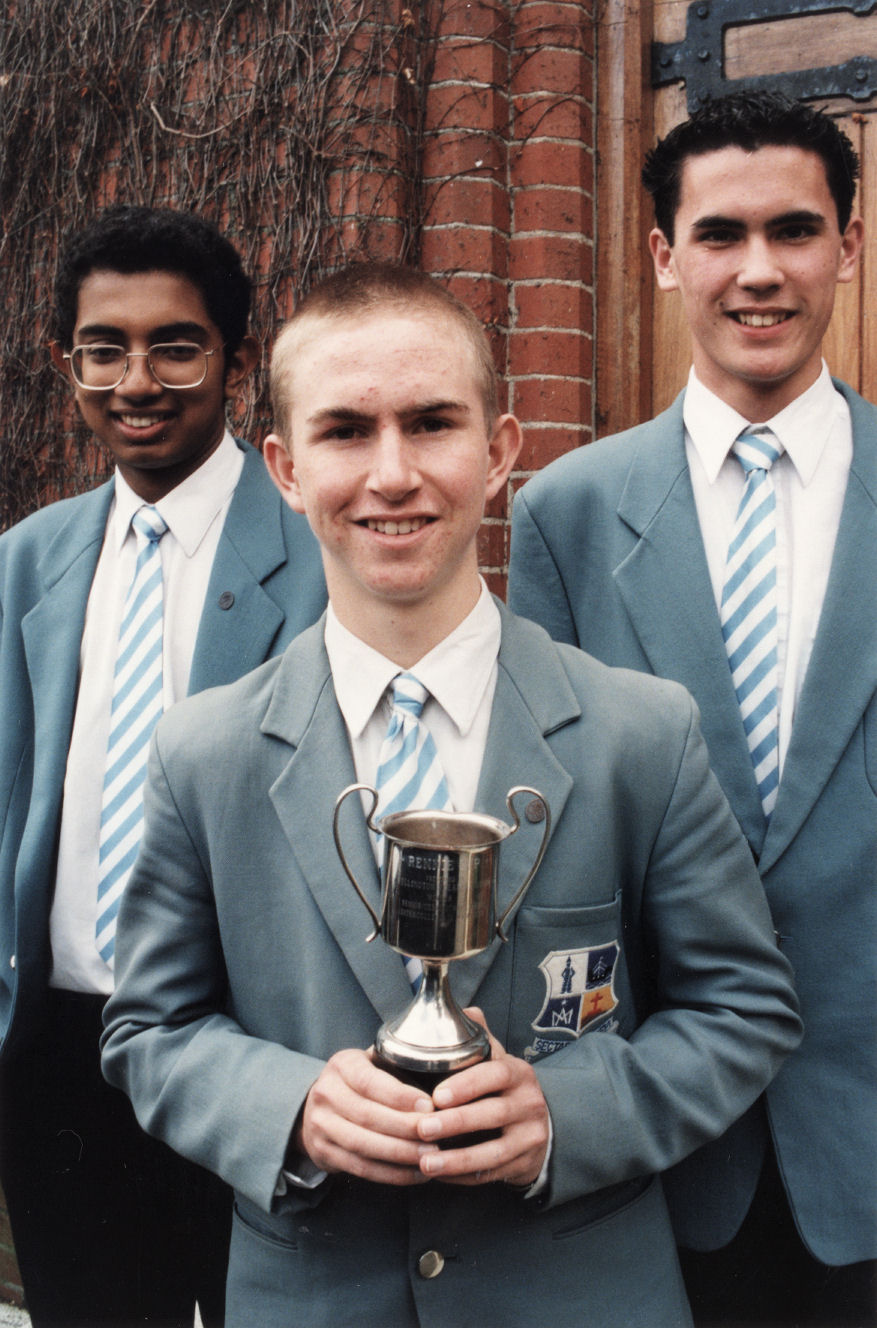 St Patrick's College students; debaters Adil D'Sousa, Gregory Cole ...